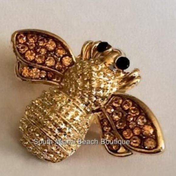 Jewelry | Gold Bumble Bee Pin Brooch Crystal Insect Bug | Poshmark